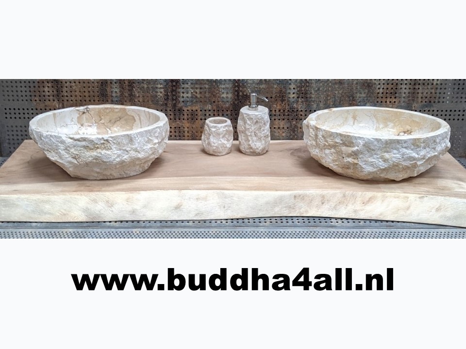 wit / beige natuursteen waskom sets - Buddha4all - Thijs Noldus Art of ...