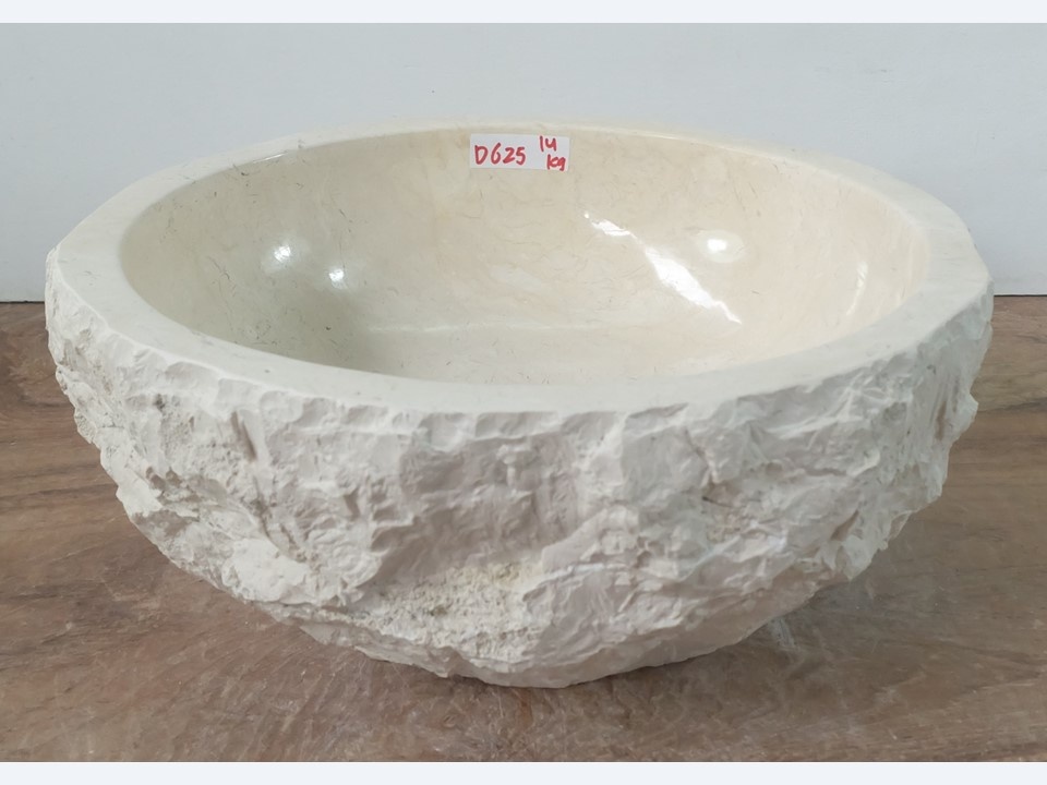 Wit/beige natuursteen waskom - Buddha4all - Thijs Noldus Art of Nature