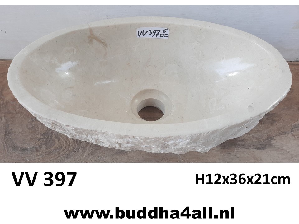 Wit / beige natuursteen waskom - Buddha4all - Thijs Noldus Art of Nature